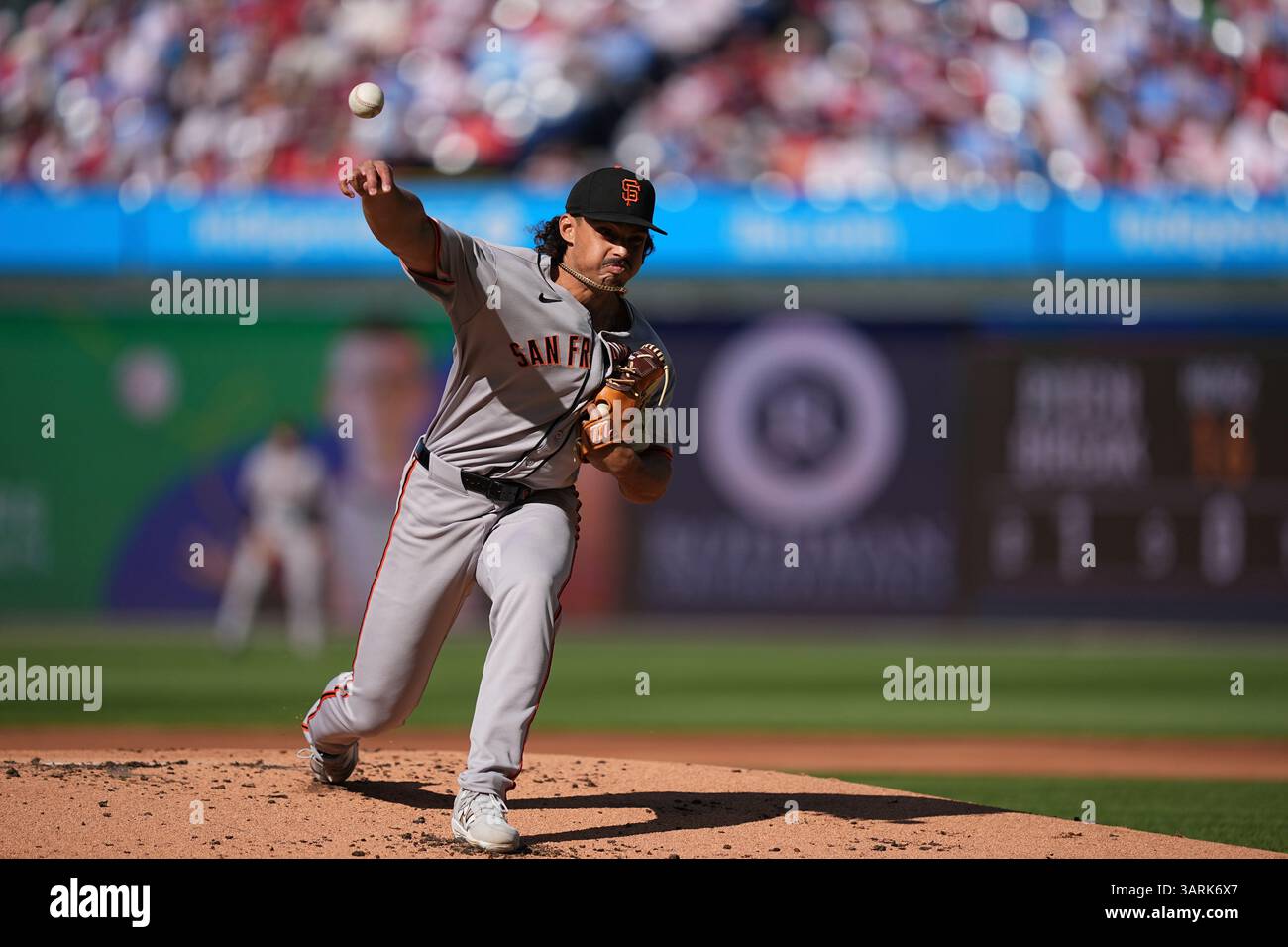 San Francisco Giants' Jordan Hicks pitches during the first inning of a ...