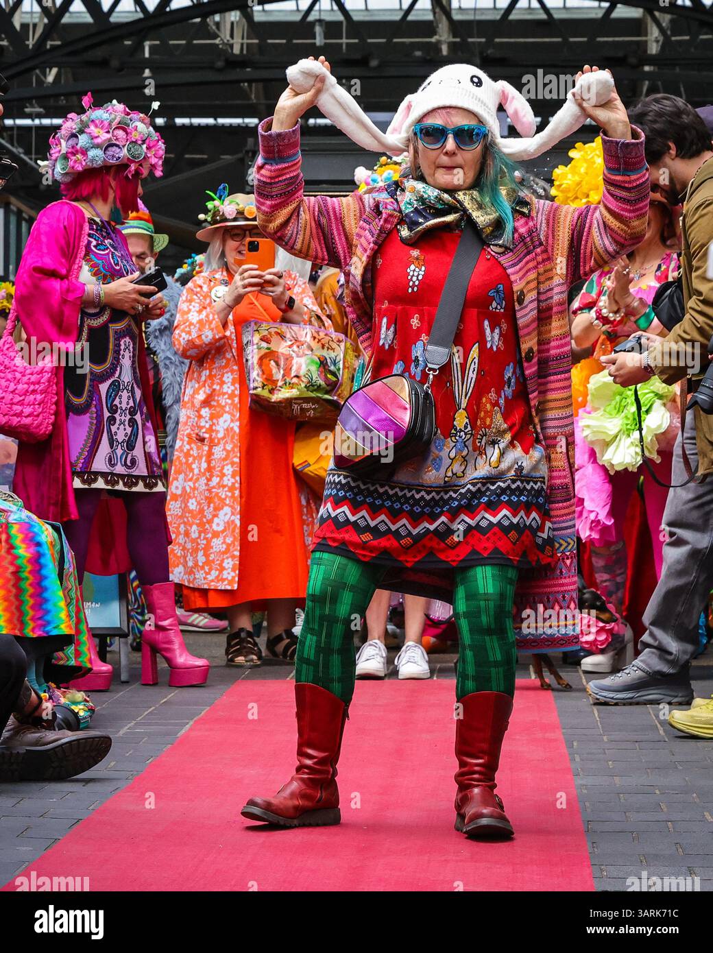 London, UK, 17th April 2025. Participants show off their colourful ...