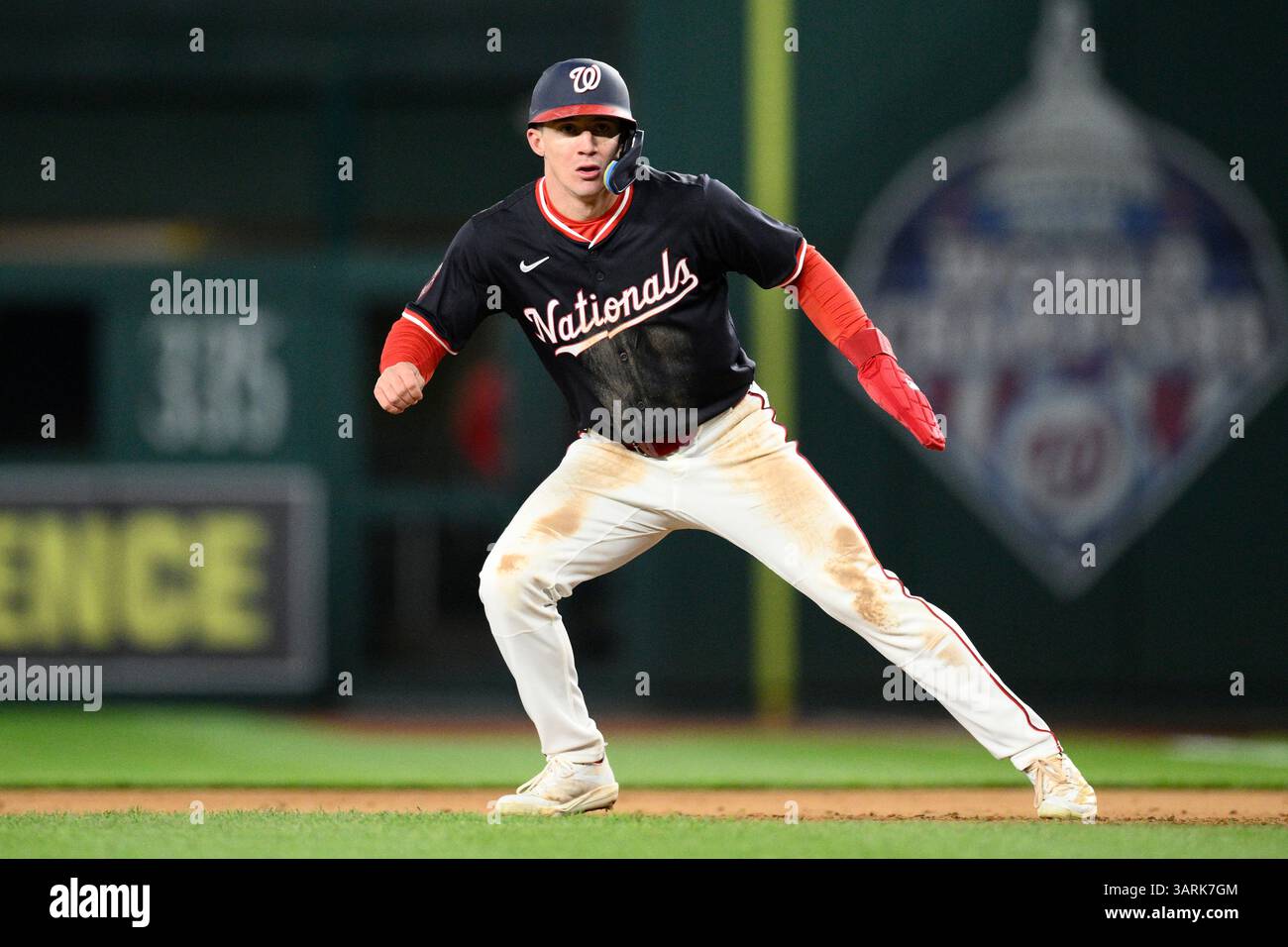 Washington Nationals' Jacob Young in action during a baseball game ...