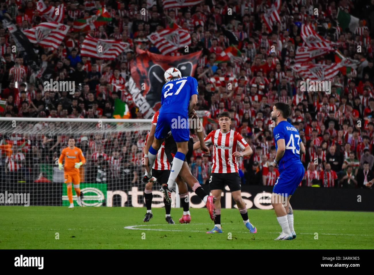 Bilbao, Spain, April 17, 2025: Leon Balogun, 27, of Rangers during the ...
