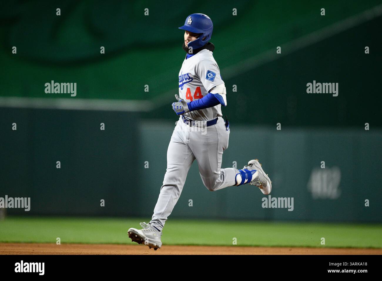 Los Angeles Dodgers' Andy Pages in action during a baseball game ...