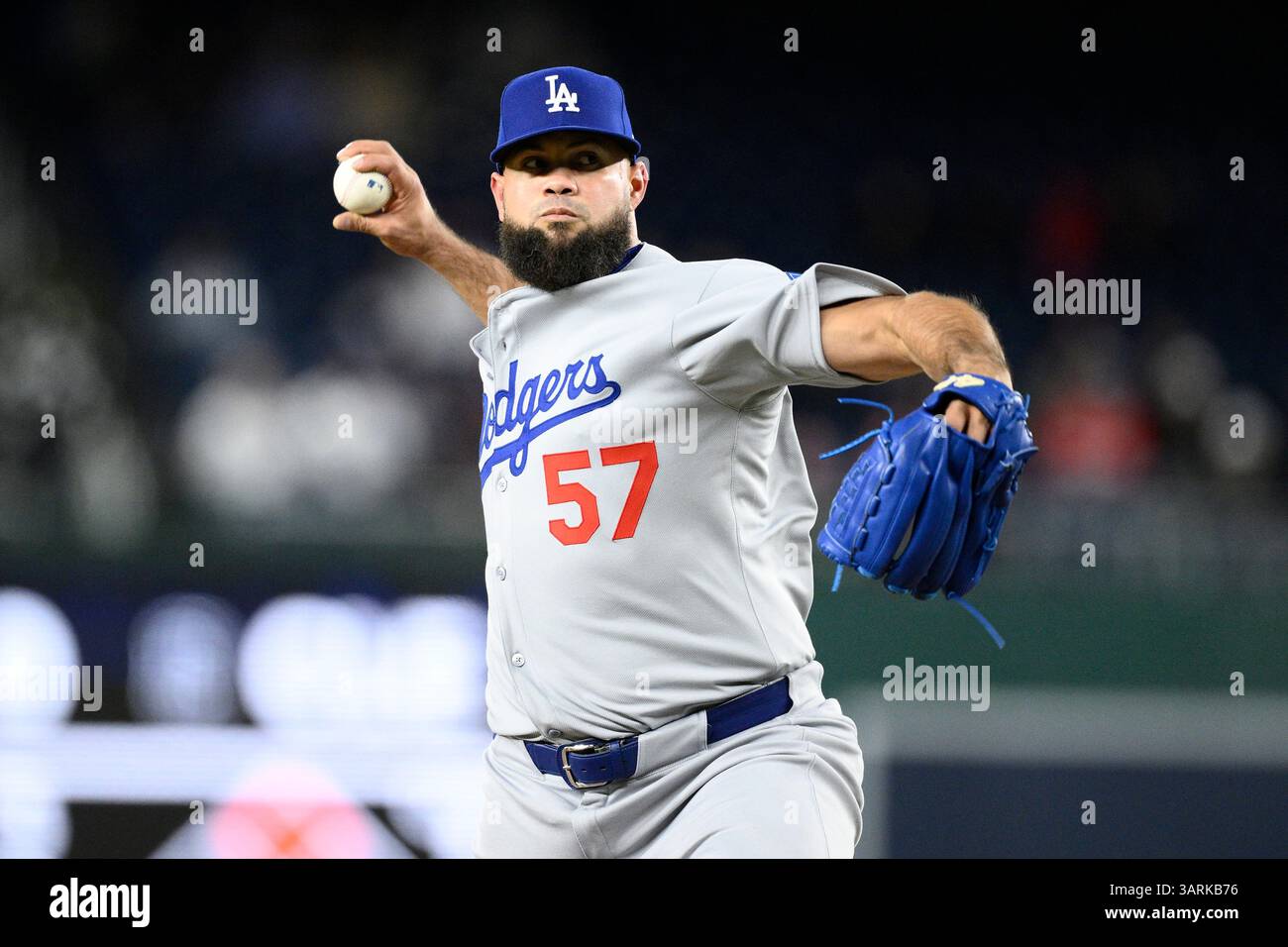 Los Angeles Dodgers relief pitcher Luis Garcia (57) in action during a ...