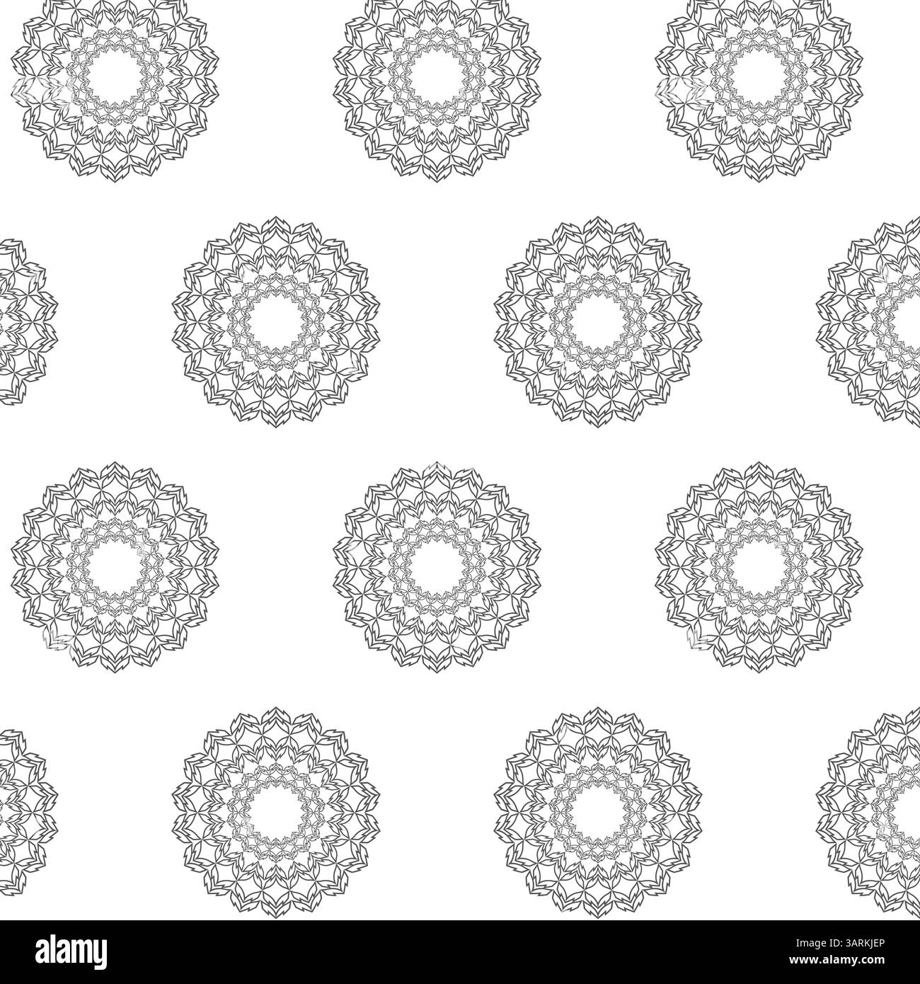 Pattern With Floral And Geometric Elements Intersecting Curved And