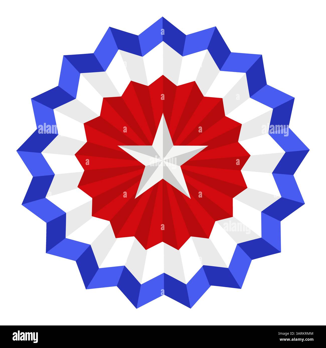 Patriotic red, white, and blue star with geometric layers Stock Vector ...