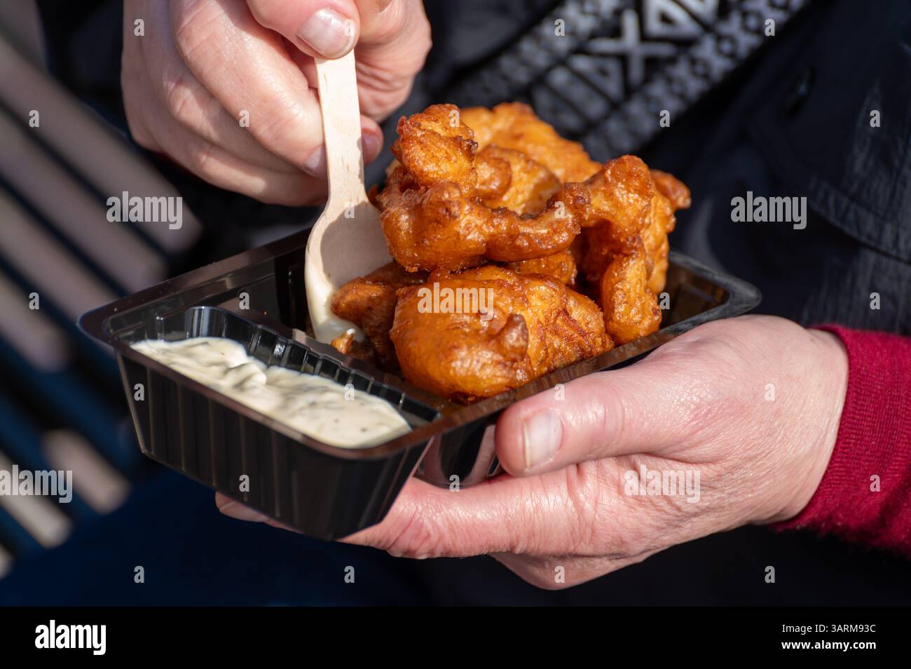 Kibbeling Dutch snack, deep fried battered chunks of fish, served with ...