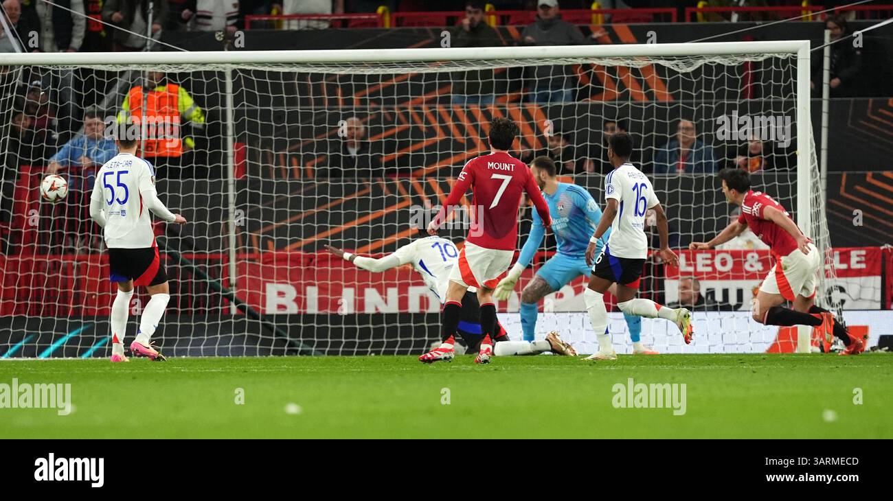Manchester United's Harry Maguire scores their side's fourth goal of ...