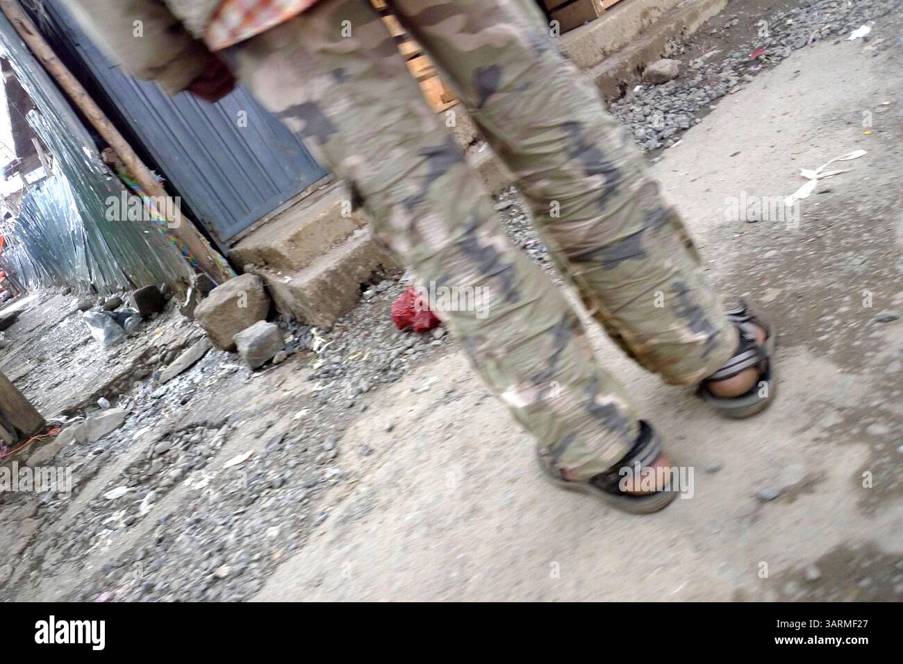 The picture shows a scene of slums in the bole Michael neighborhood in ...