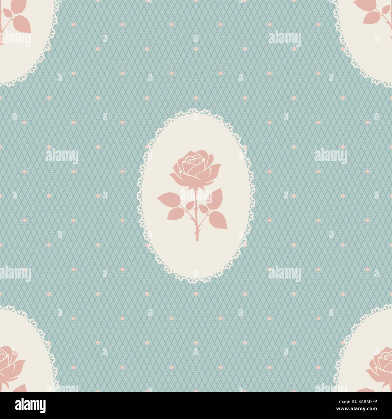 Vintage Framed Lace Rose seamless Pattern. Cute Vector illustration ...