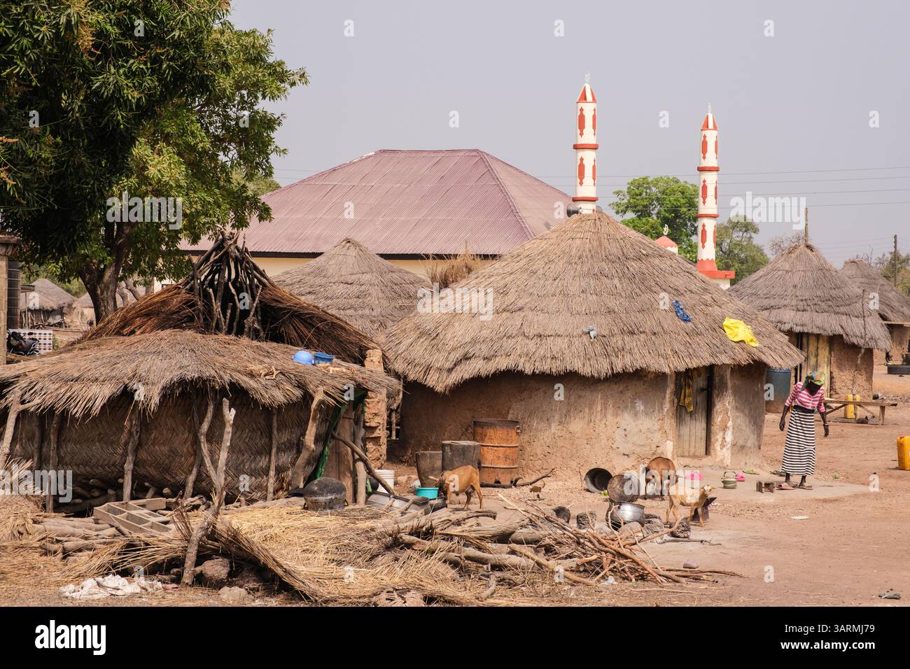 Ghana, between Supuni and Folfoso, Savannah Region. Minarets of new ...