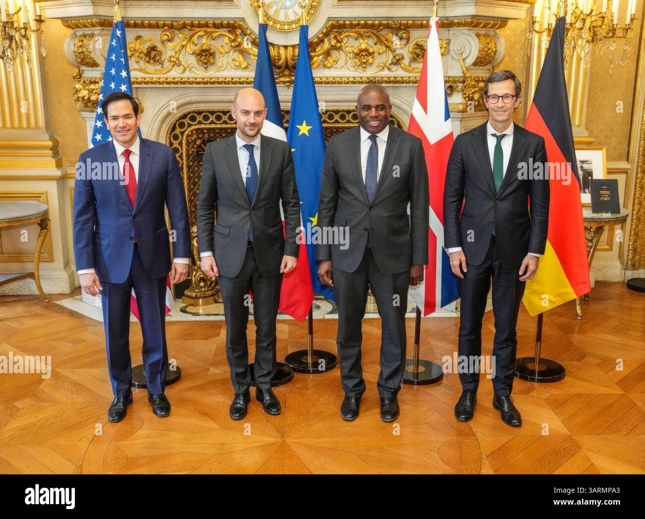 Paris, France. 17th Apr, 2025. U.S Secretary of State Marco Rubio, left ...