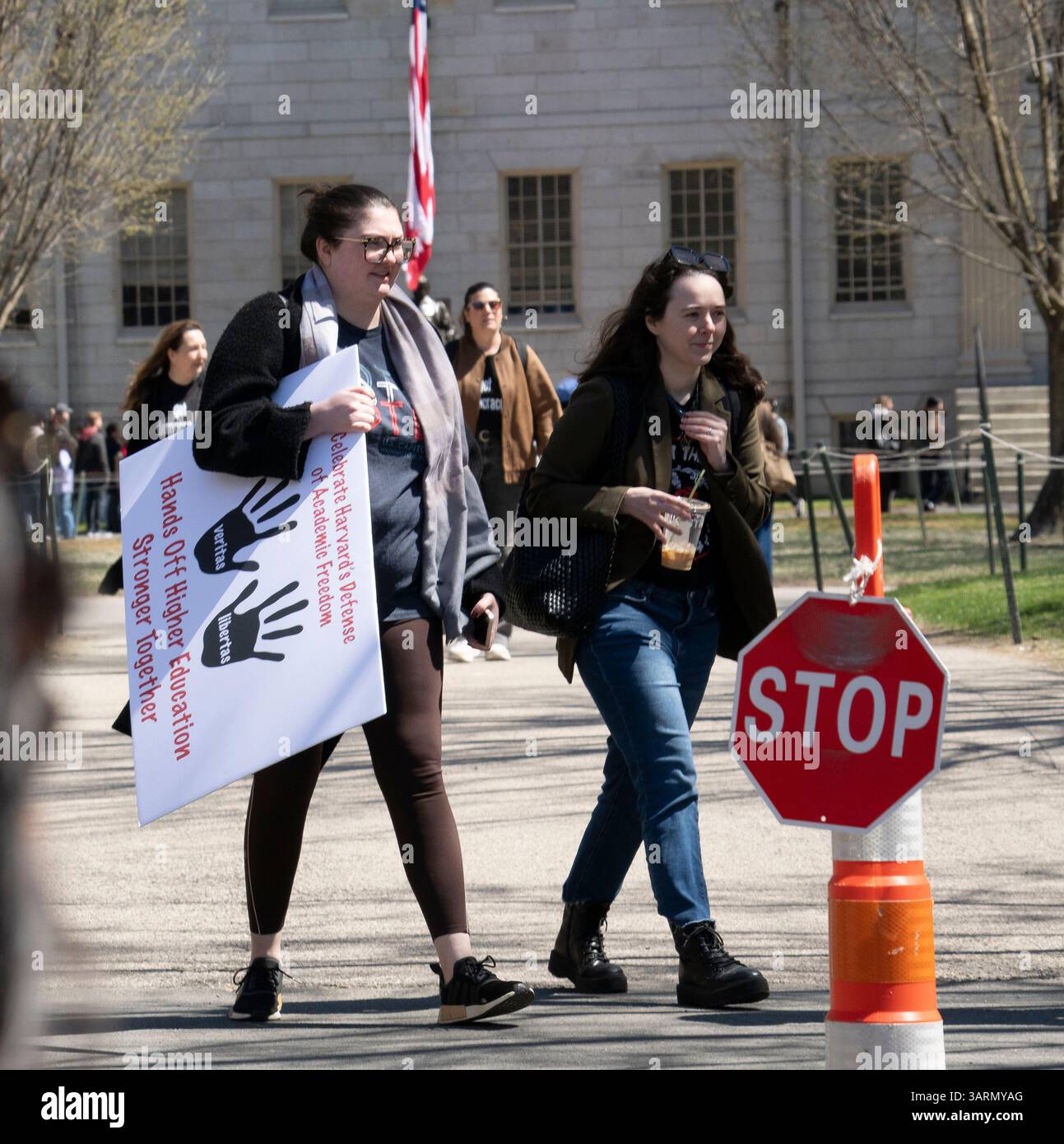 April 17, 2025 Cambridge, Massachusetts, United States. Students ...