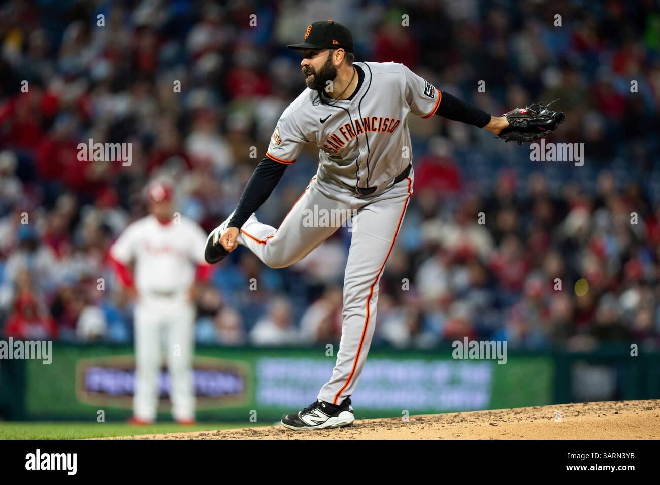 San Francisco Giants relief pitcher Lou Trivino delivers during the baseball game against the ...