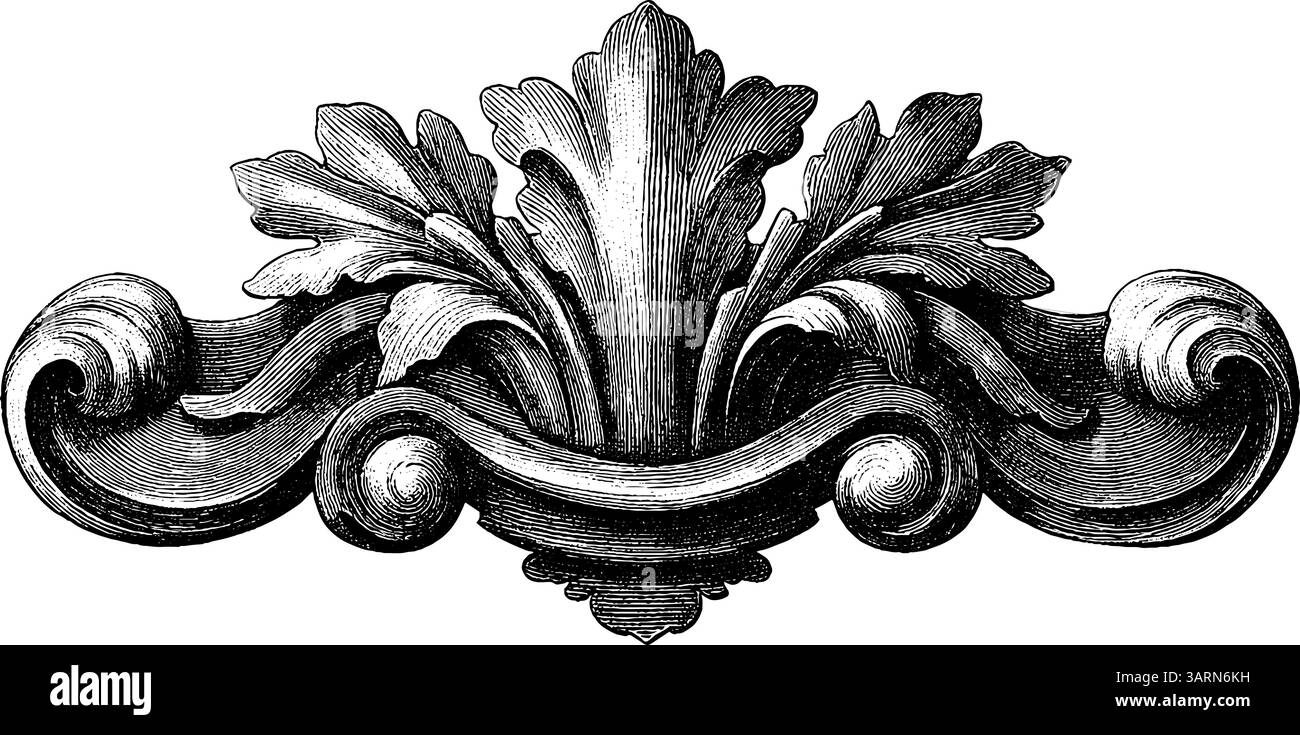 Elegant baroque cartouche engraving for decorative design projects ...