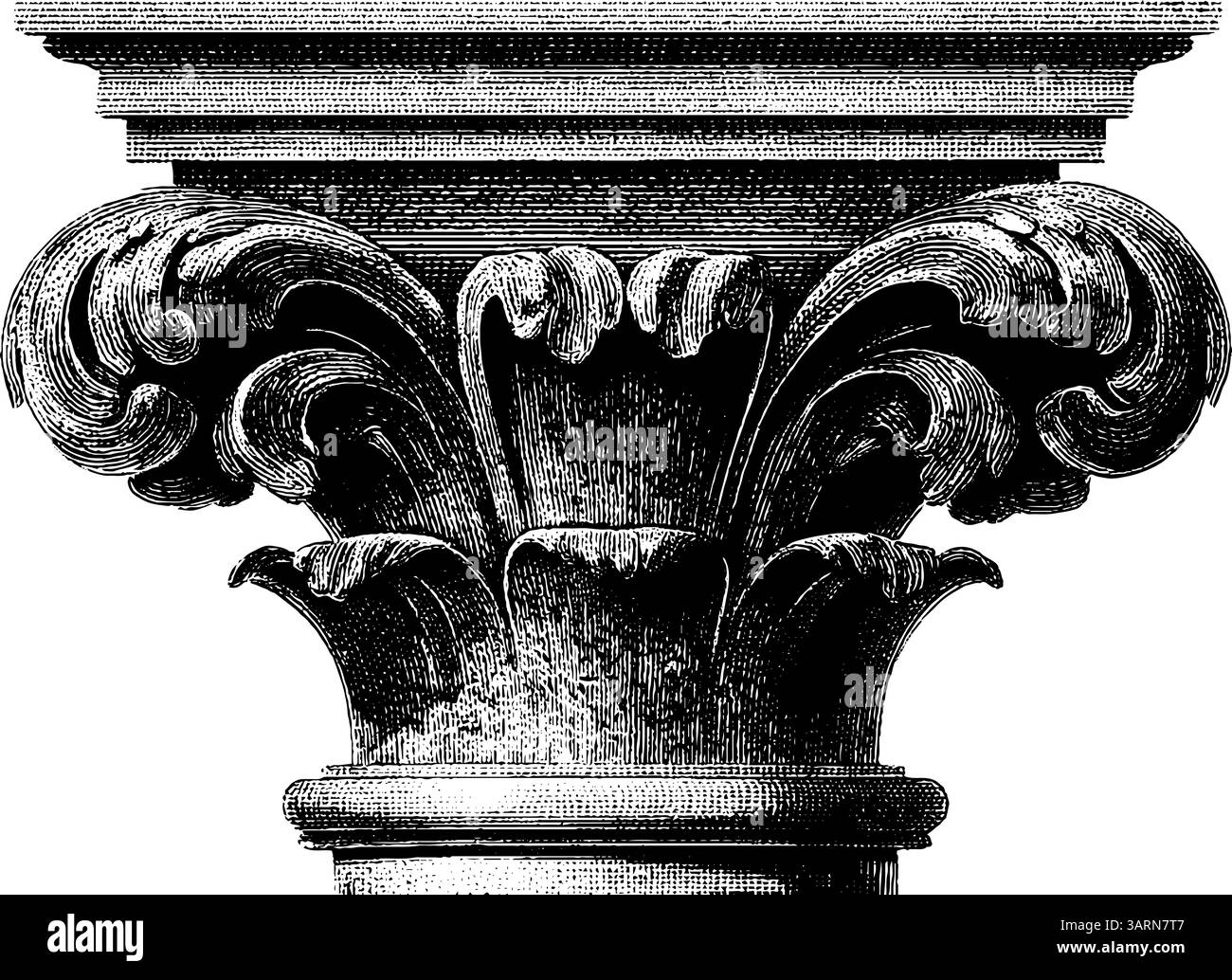 Baroque column illustration with ornate engraved details for classical architecture design Stock ...