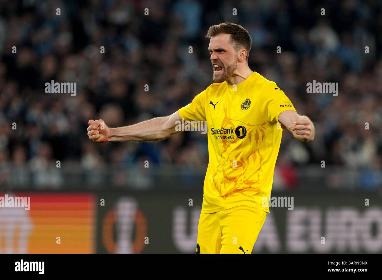Rome, Italy. 17th Apr, 2025. Brede Moe of Bodo Glimt celebrates after ...