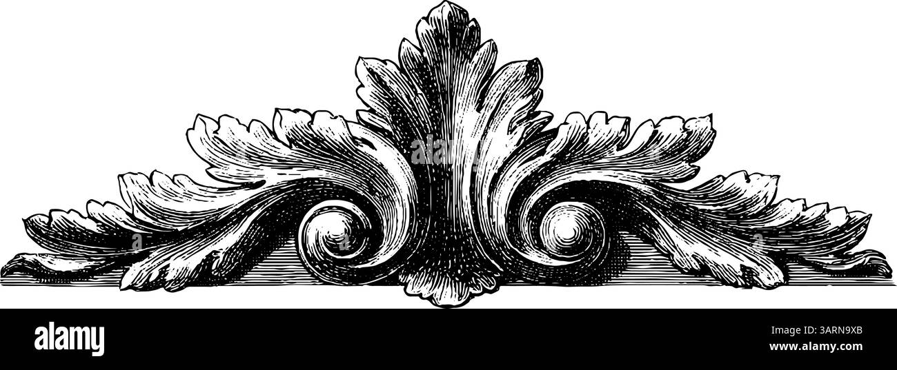 Ornate baroque cornice engraving for architectural design and ...