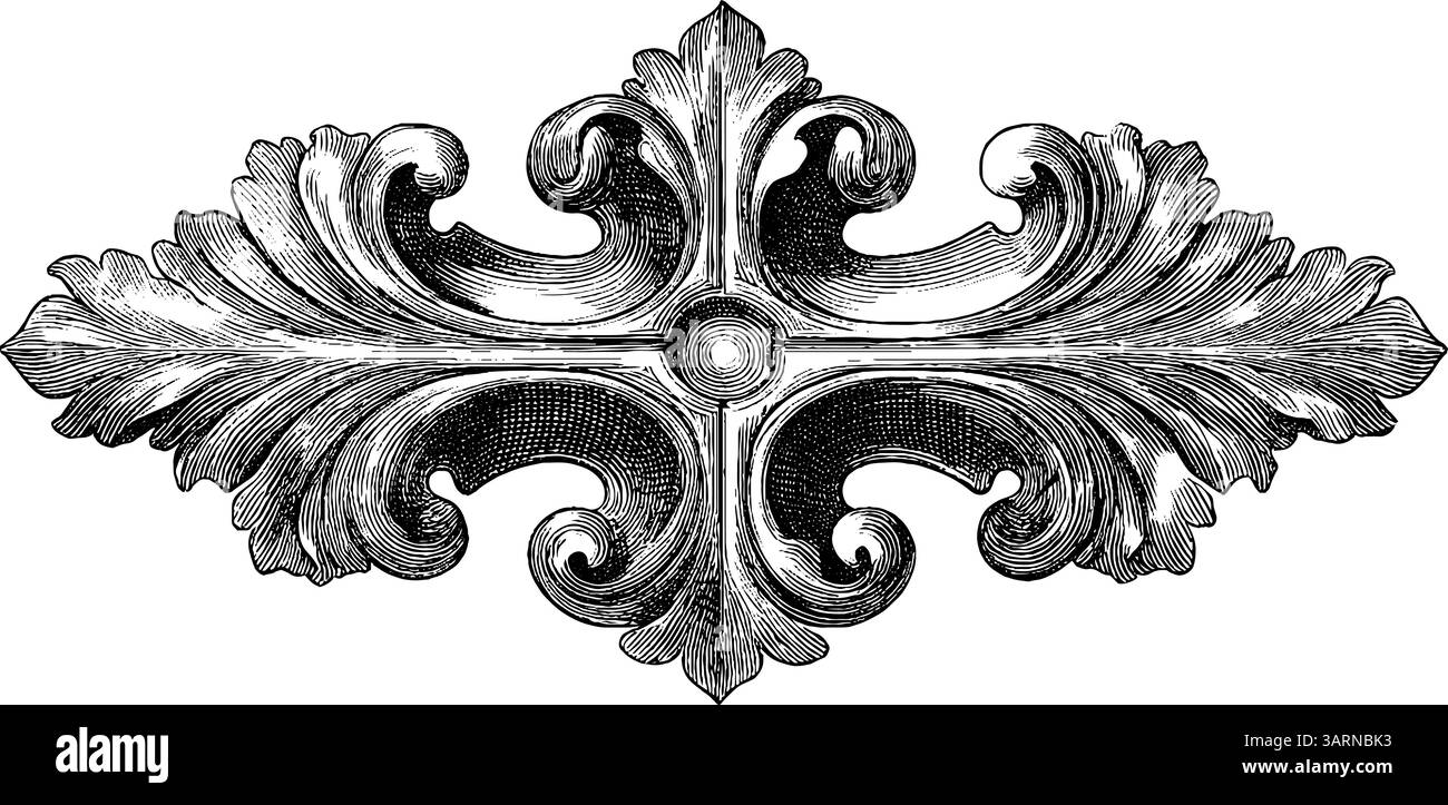 Intricate baroque cross with symmetrical design for decorative art and ...