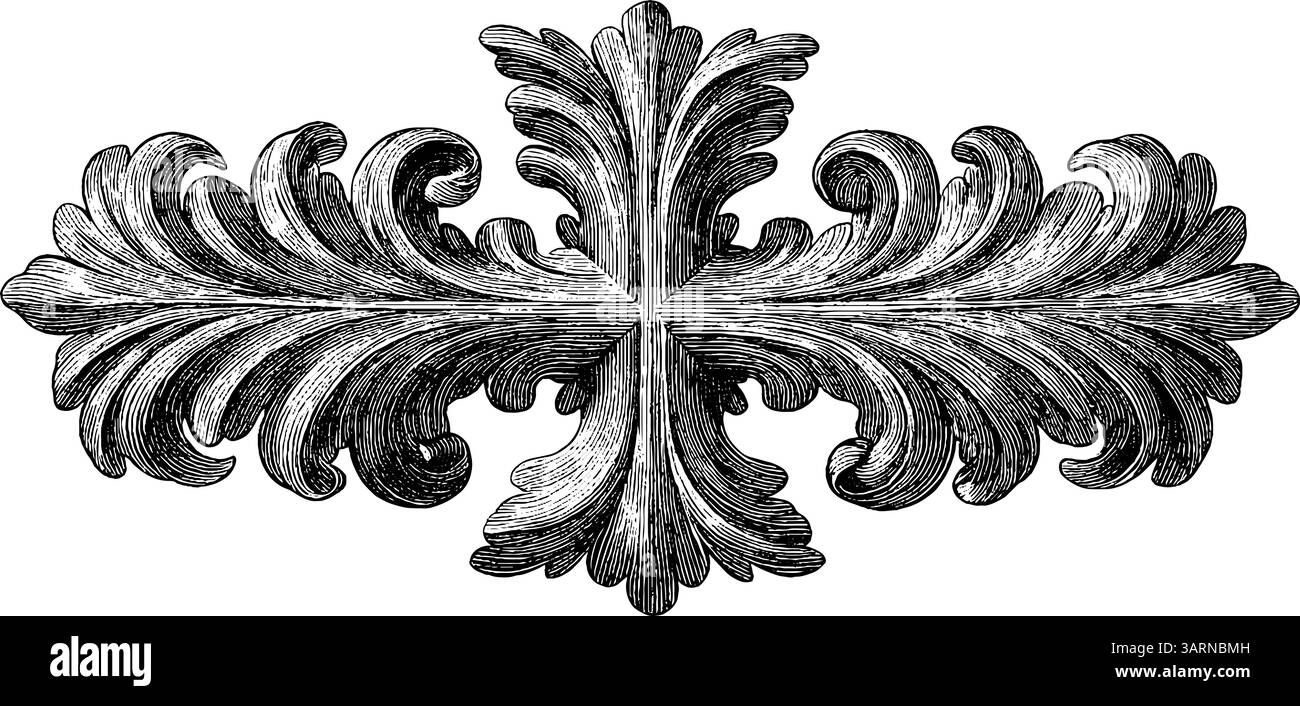 Intricate baroque cross with symmetrical design for decoration and art ...