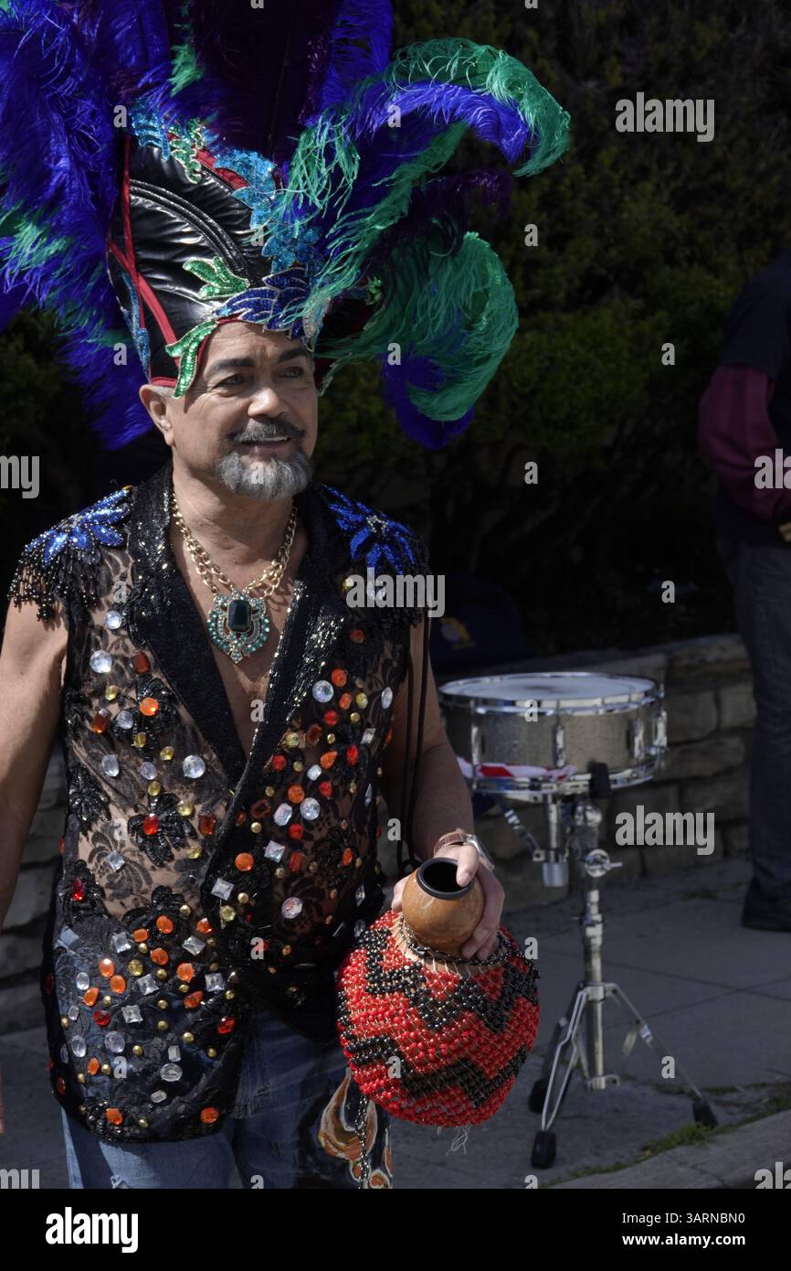 Monterey, 5th April, 2025 Local samba dancer shakes his booty to the ...