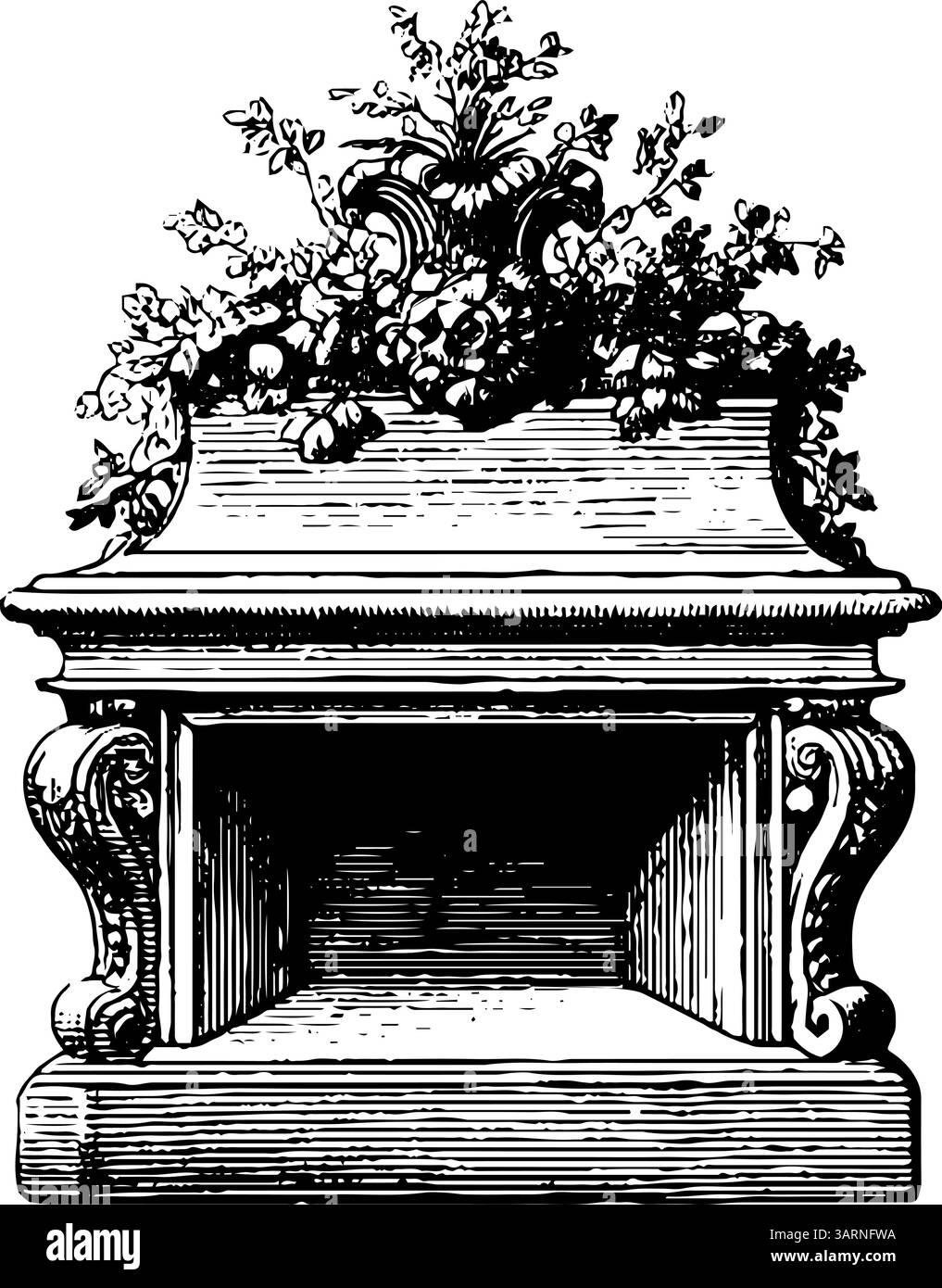 Intricate baroque fireplace design with decorative engraved details for ...