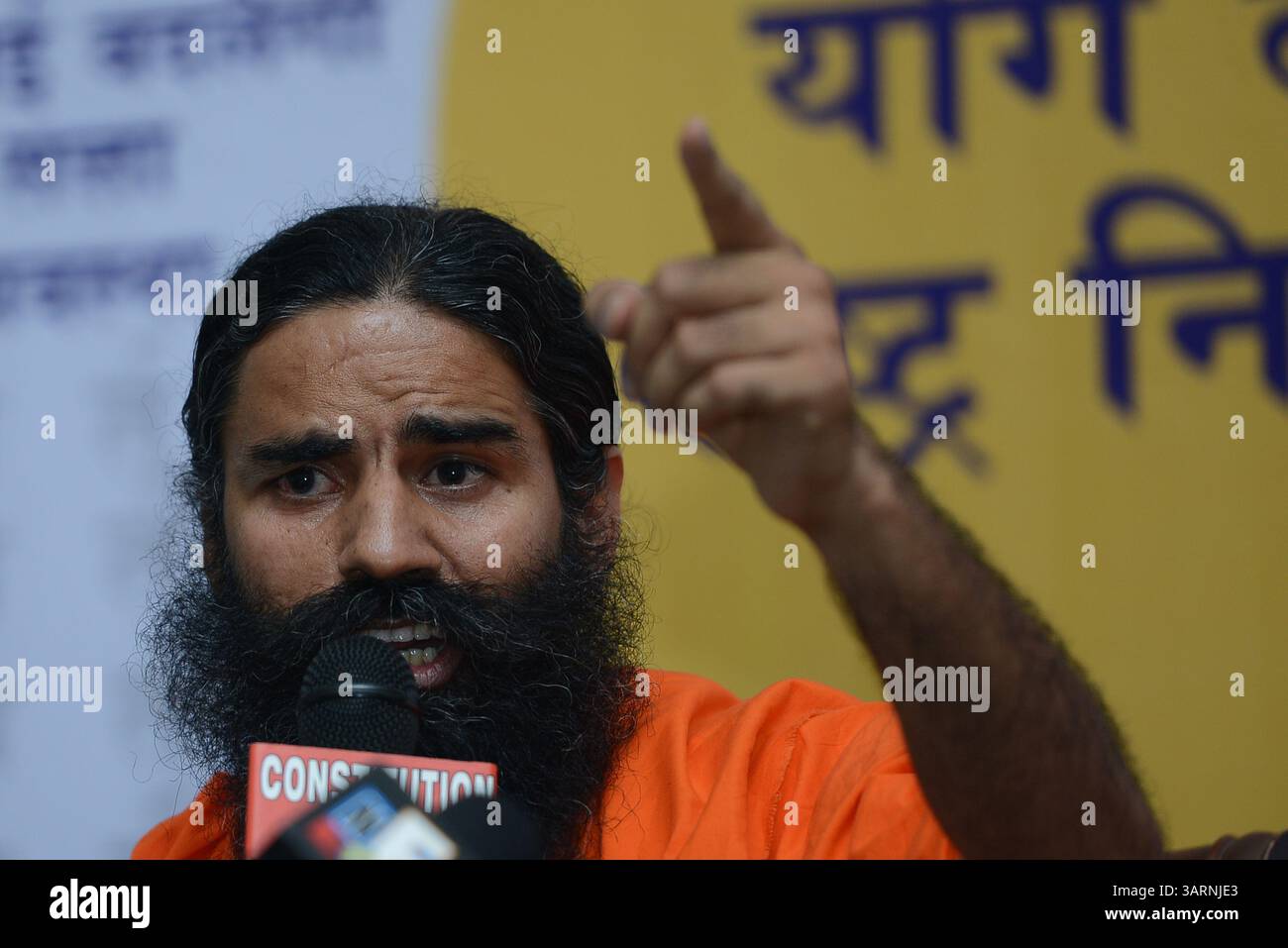 NEW DELHI, INDIA - JUNE 04: Yog guru Baba Ramdev addressing a press ...
