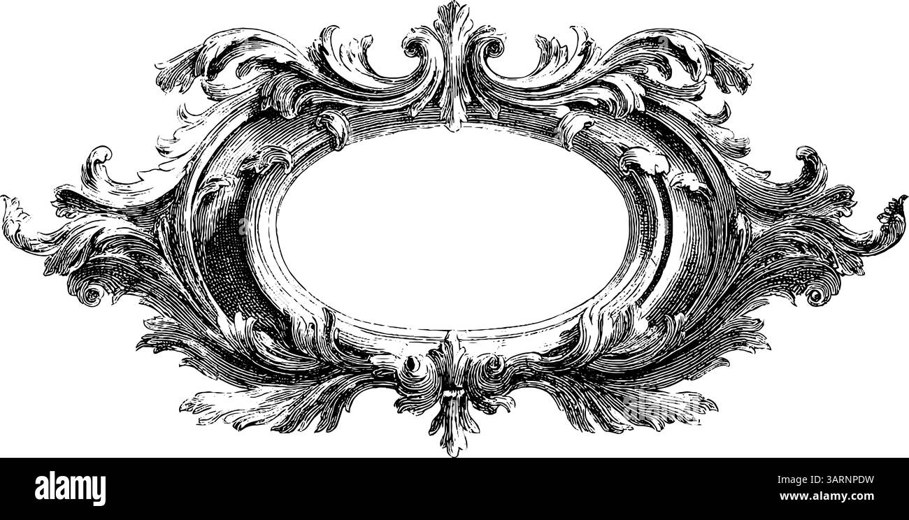 Elegant baroque monogram frame engraving design for decorations Stock ...