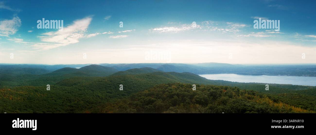 Elevated panoramic view of the Mount Beacon and Breakneck Ridge, Hudson ...
