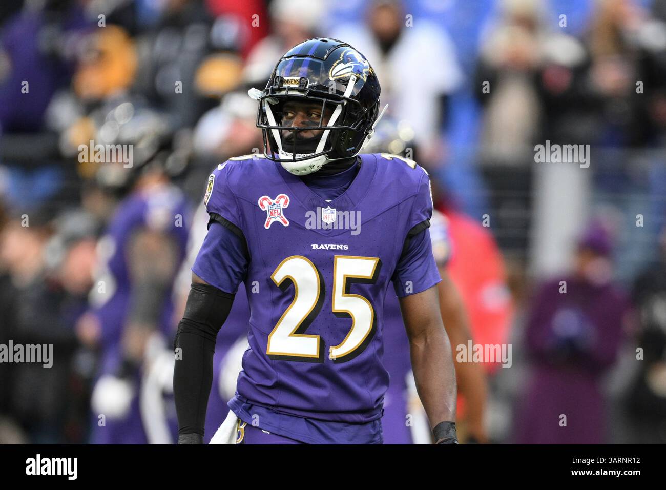 FILE - Baltimore Ravens cornerback Tre'Davious White (25) looks on ...