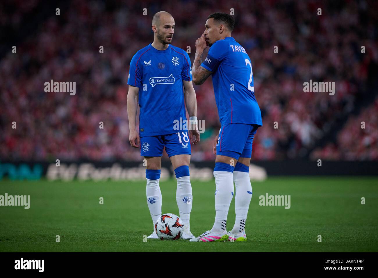 Rangers FC’s Vaclav Cerny (l) and James Tavernier (r) during UEFA ...