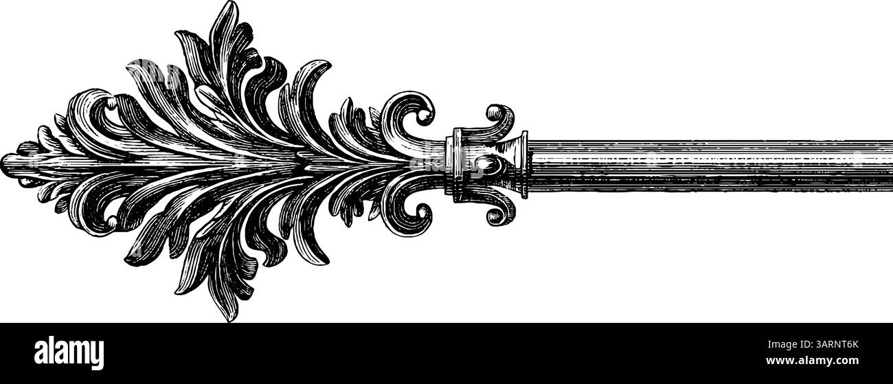 Baroque scepter design with ornate crow motif - regal and historical ...