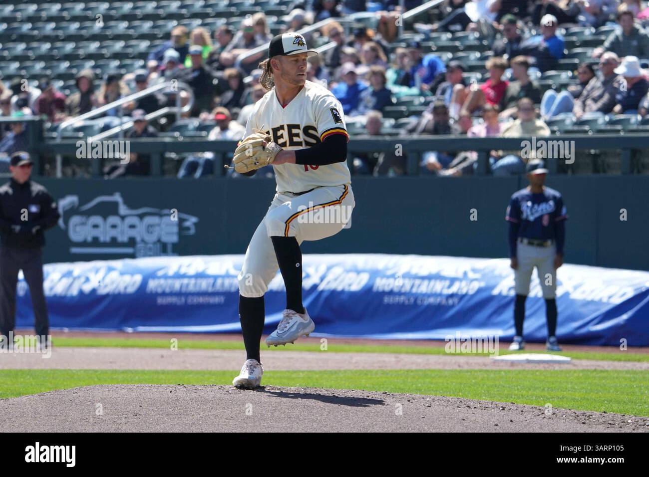 April 13 2025: Salt Lake pitcher Shaun Anderson (18) throws a pitch ...