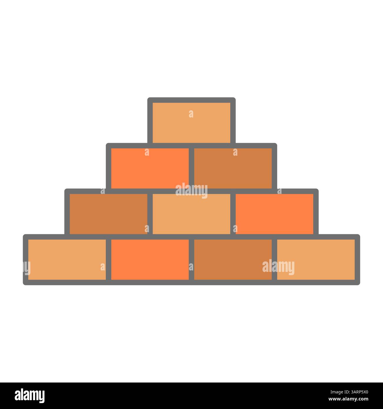 Brick pyramid shape. Colored block layout. Vector masonry figure ...