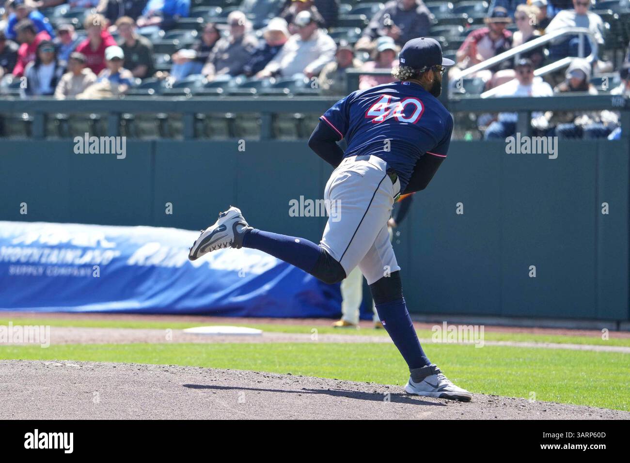 April 13 2025: Reno pitcher Christian Montes de Oca (40) throws a pitch ...