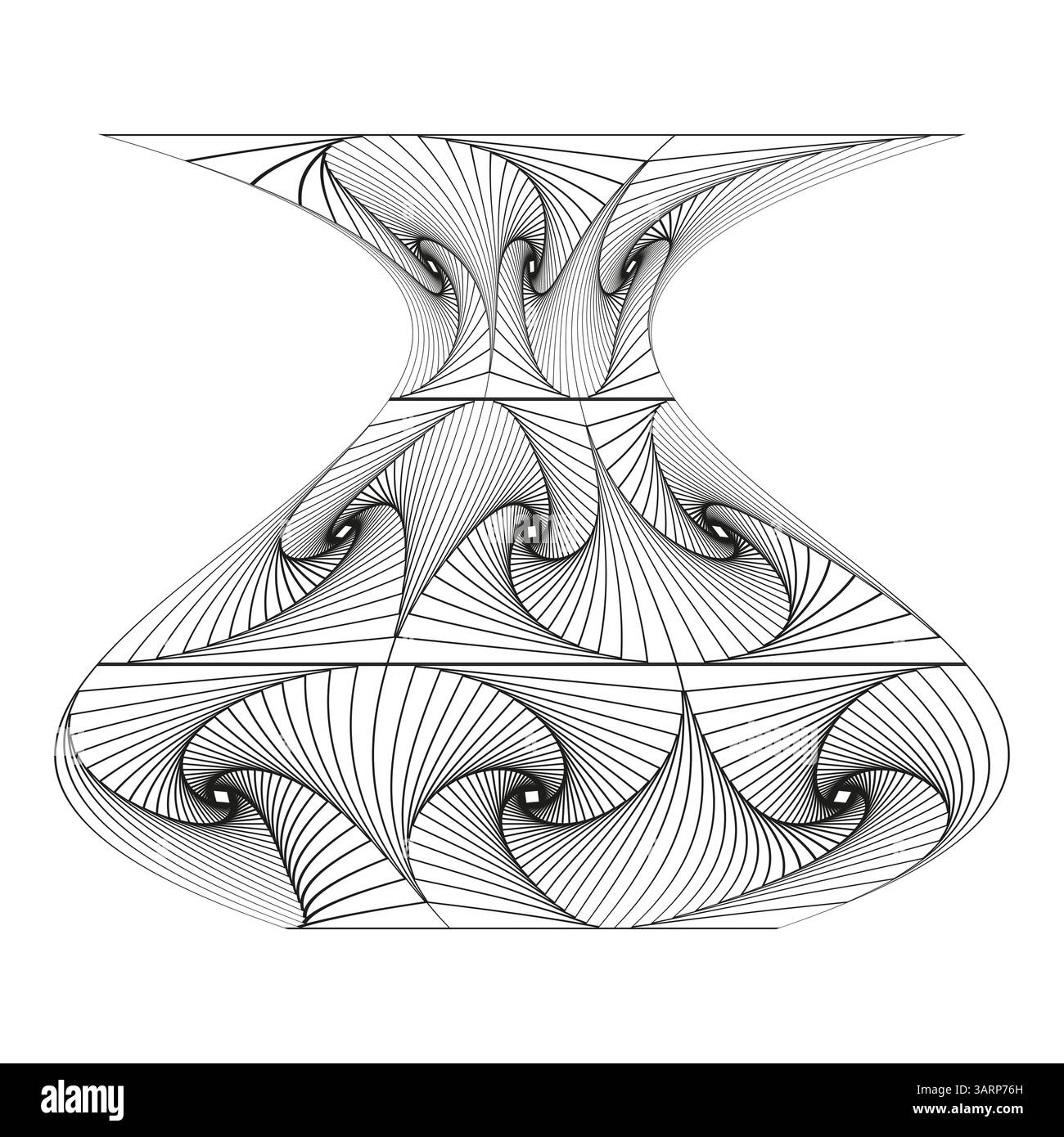 Swirling vase shape. Twisted line structure. Decorative vector form ...