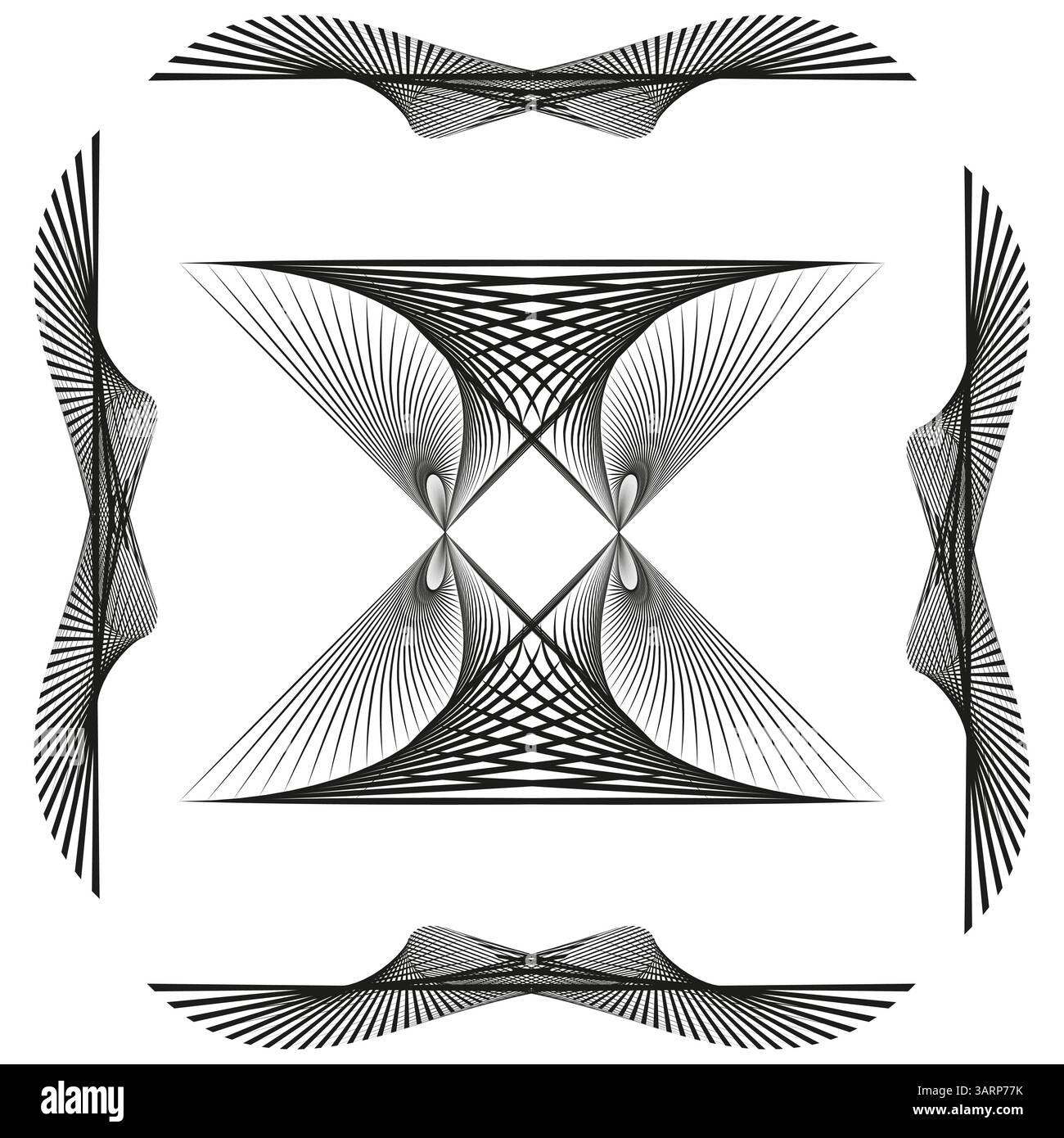 Square frame with rays and elements. Vector radial design. Black on ...