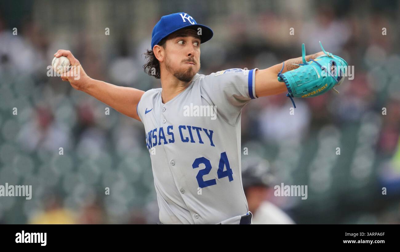 Kansas City Royals pitcher Michael Lorenzen throws against the Detroit ...