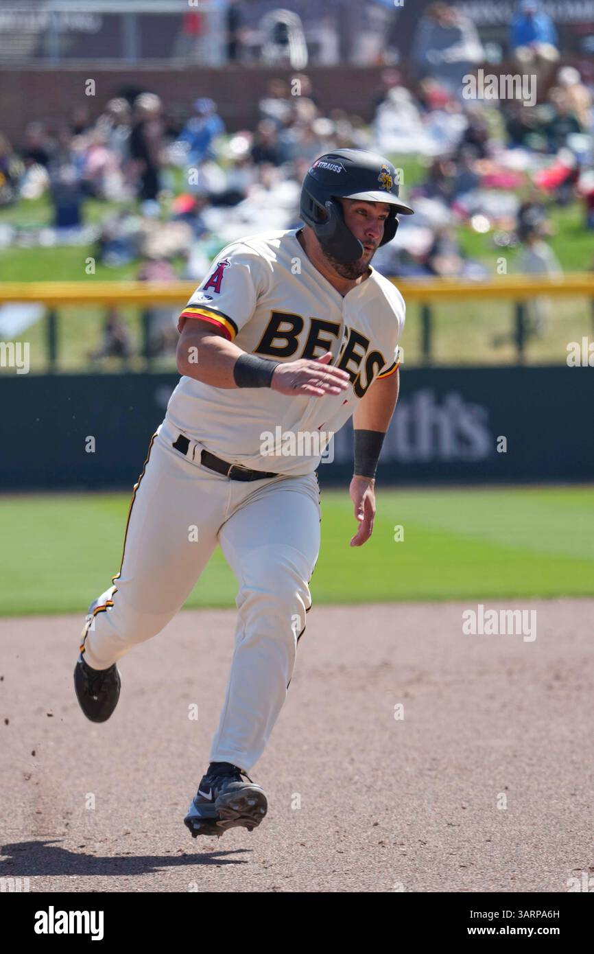 April 13 2025: Salt Lake shortstop Connor Kaiser (7) runs to third ...