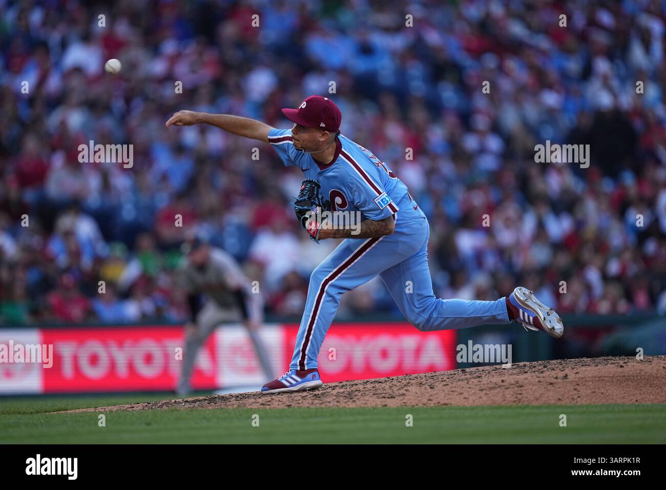Philadelphia Phillies' Orion Kerkering in action during the eighth ...