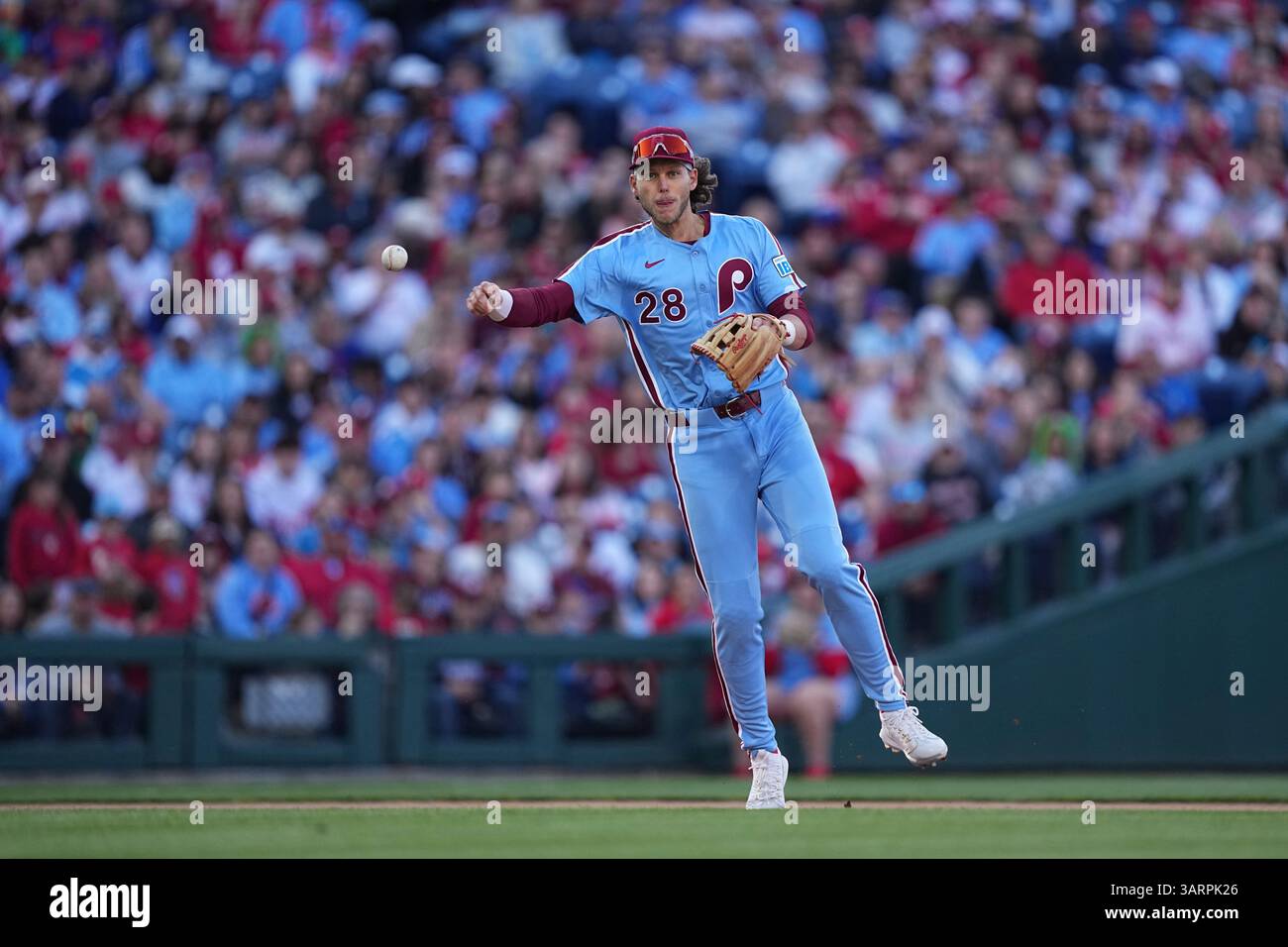 Philadelphia Phillies third base Alec Bohm in action during the eighth ...