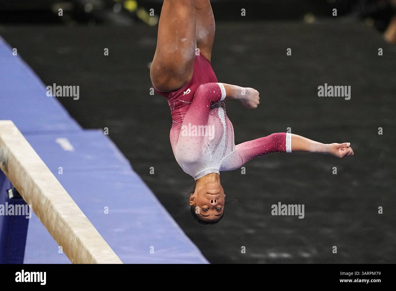 Alabaman's Shania Adams competes on the balance beam during the NCAA ...