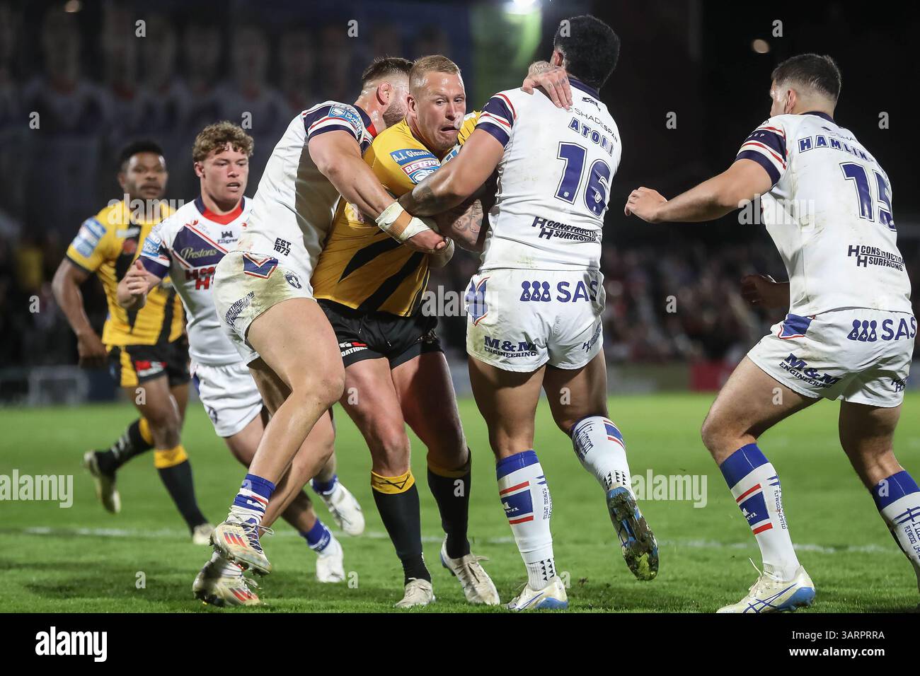 Joe Westerman is tackled by the Wakefield defence *** during the Super ...