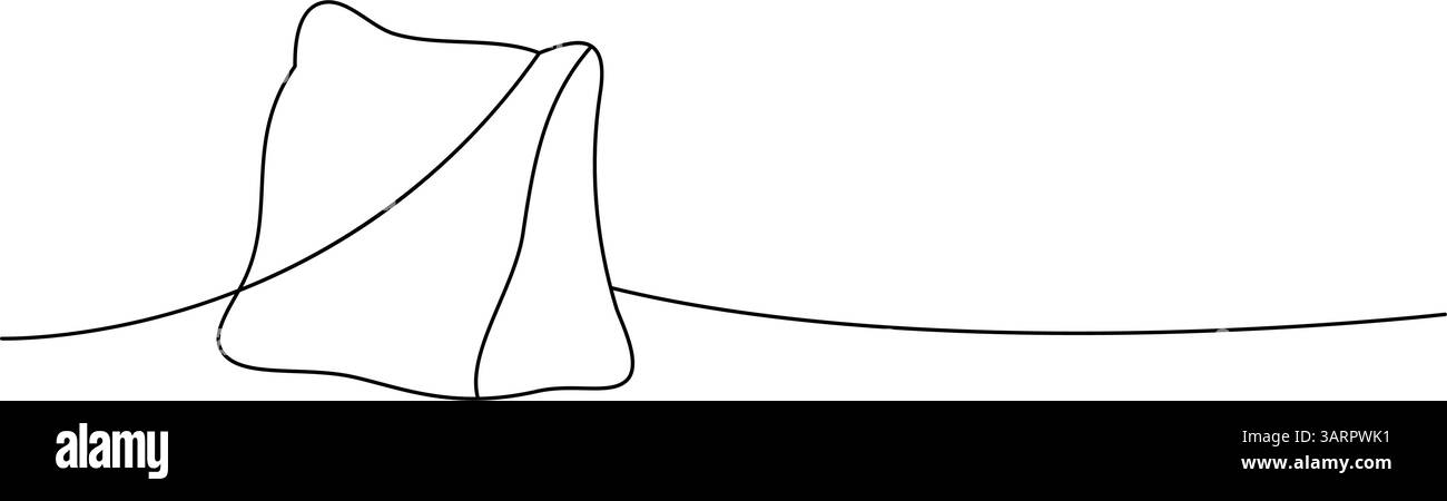 Bedroom orthopedic pillow one line continuous drawing. Fluffy pillow ...