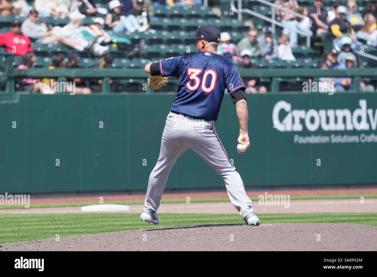 April 13 2025: Reno pitcher Drey Jameson (20) throws a pitch during the ...