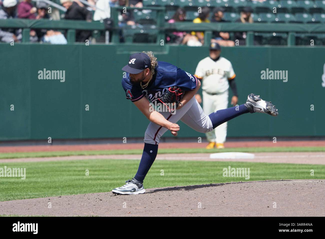April 13 2025: Reno pitcher Drey Jameson (20) throws a pitch during the ...