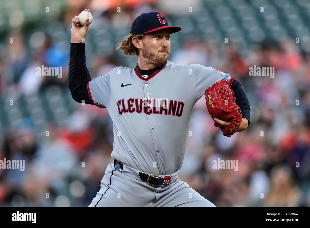 Cleveland Guardians starting pitcher Tanner Bibee delivers during the ...