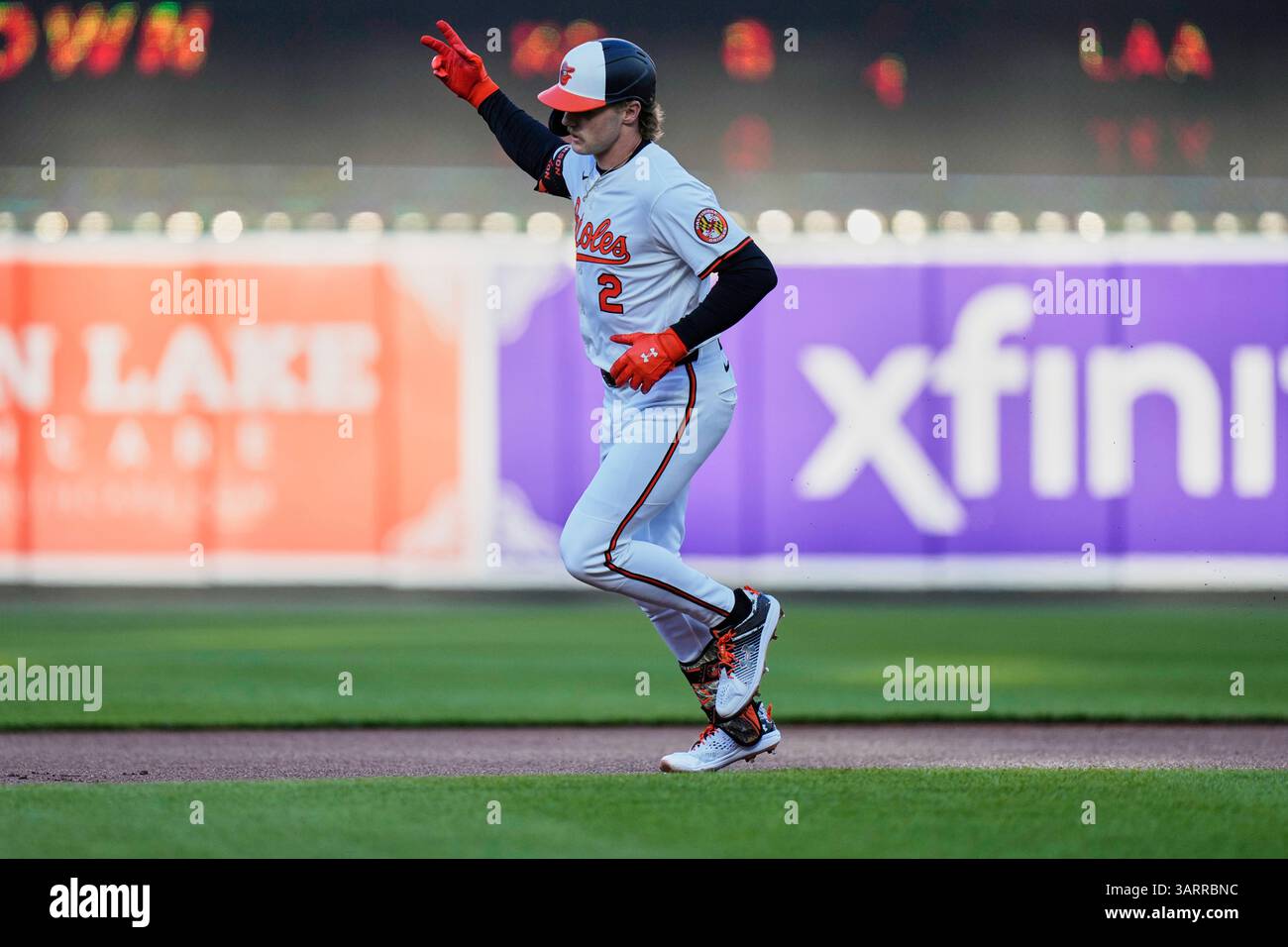 Baltimore Orioles' Gunnar Henderson rounds the bases after hitting a ...