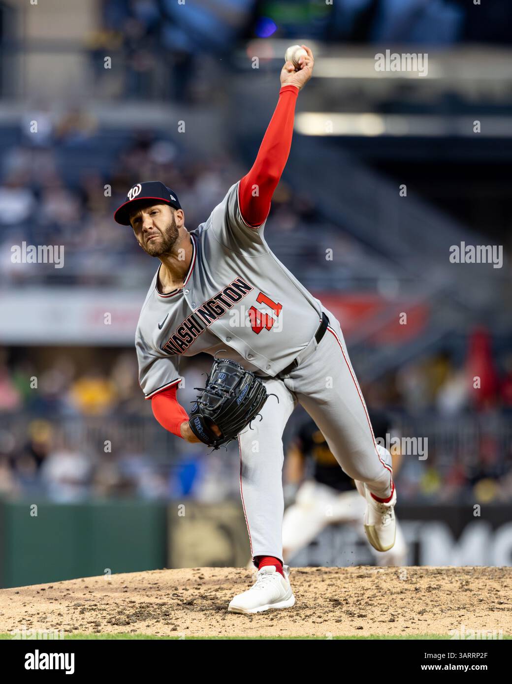 Washington Nationals pitcher Colin Poche on the mound at a baseball ...