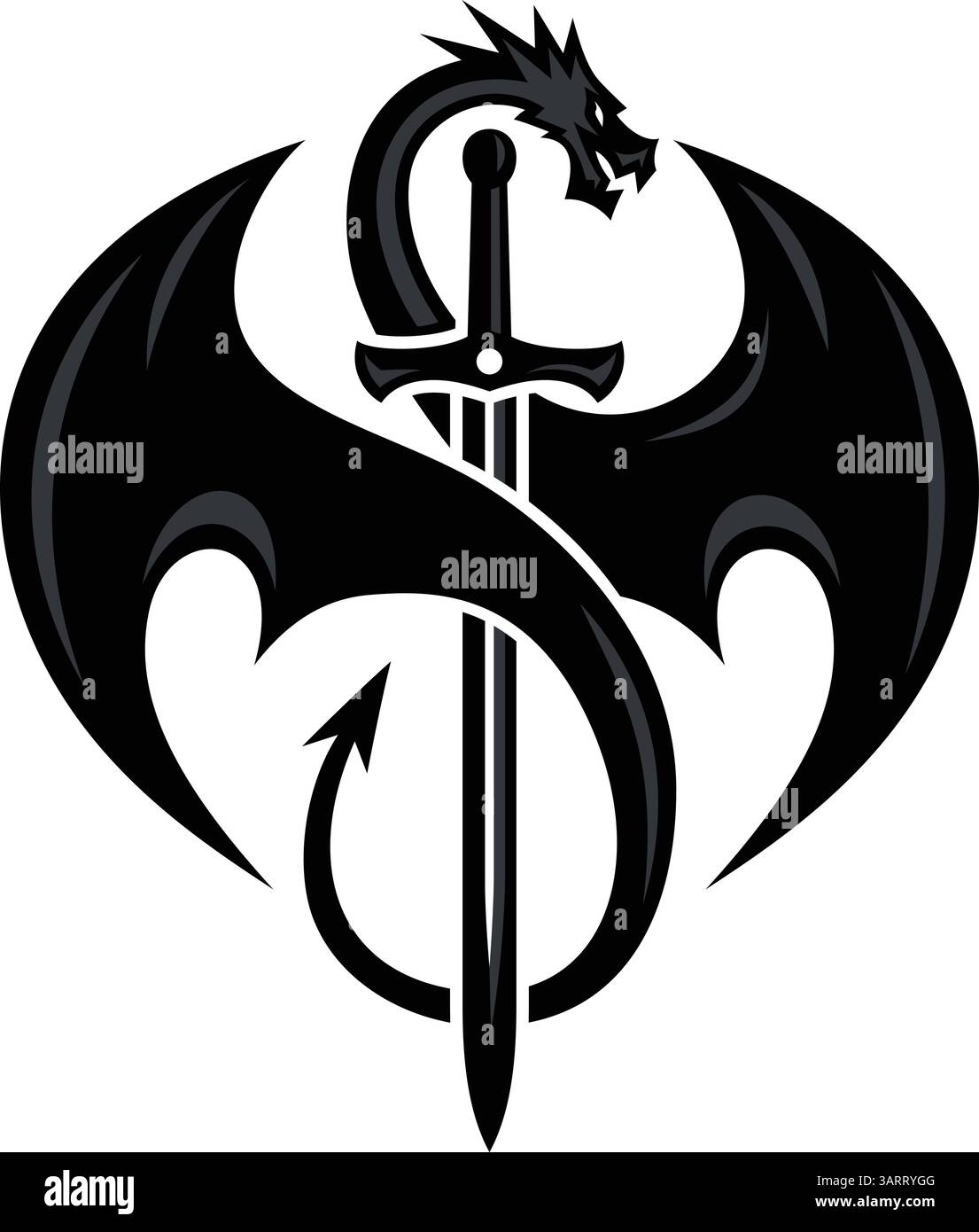 Symbol of Dragon Wrapped Around the Sword Stock Vector Image & Art - Alamy