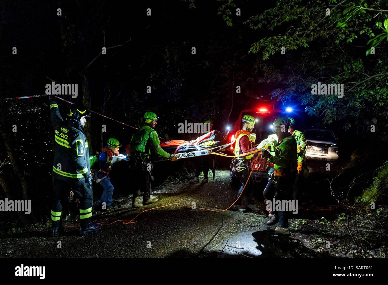 Rescuers at work near the site of the Monte Faito cable car crash that ...