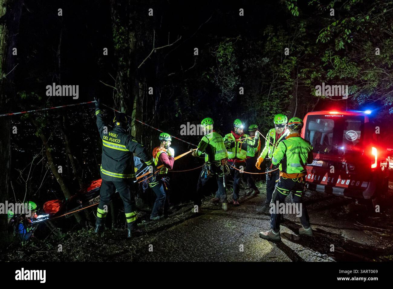Rescuers at work near the site of the Monte Faito cable car crash that ...
